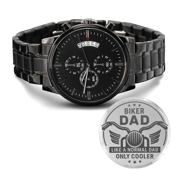 A Letter To My Biker Dad - Premium Black Chronograph Watch - Happy ...